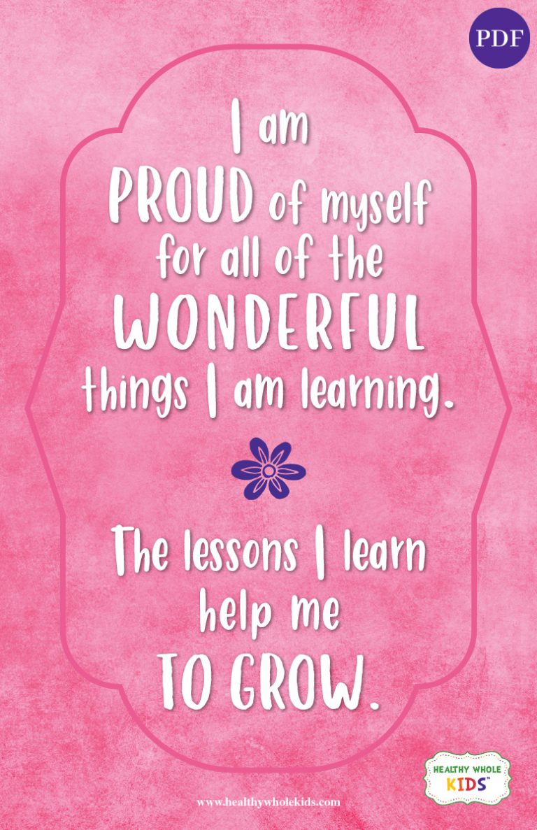 Healthy Whole Kids | 11×17 Affirmation Poster PDF- I Am Proud of Myself
